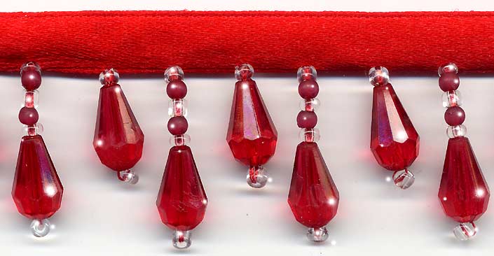 Decorating Studio - "Scarlet Red " Drop Beaded Fringe - Enlarged View