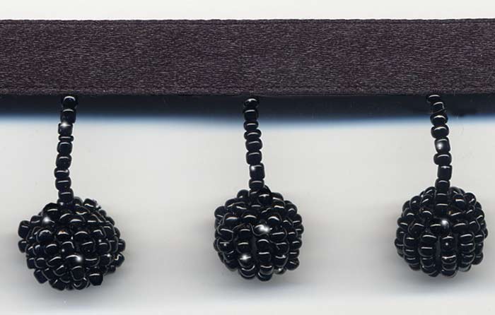 Decorating Studio - "Blackest Black" Beaded Ball Fringe - Enlarged View
