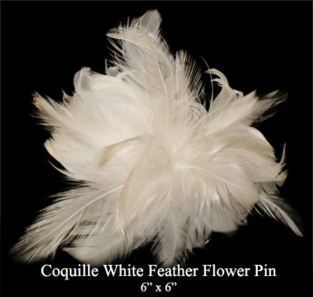 Stunning White Coquille Feather Flower Pin